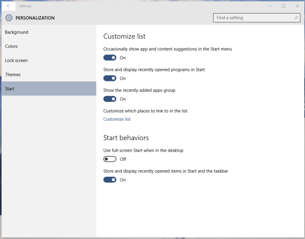 The Windows 10 Start Menu