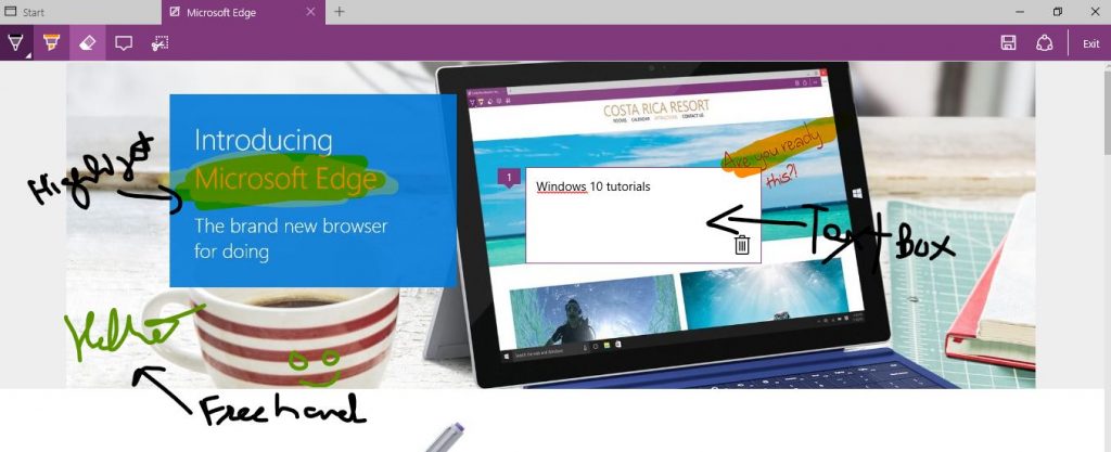 Windows 10 Tutorials 93 – How to use Microsoft Edge Inking Feature
